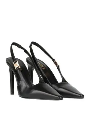Versace Glossed Calfskin Pointed Toe Stiletto Heel Slingback Pumps