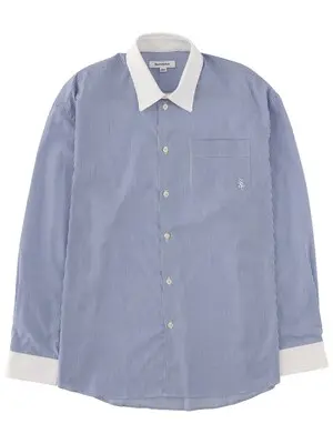 SPORTY & RICH Logo Striped Shirt - Blue
