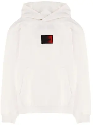Hugo Hooded Sweatshirt With Logo Patch - White