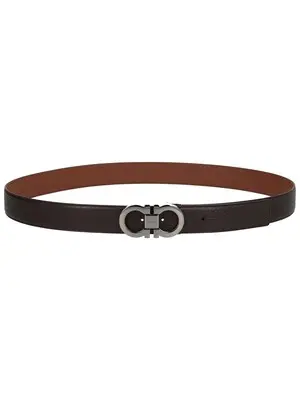 FERRAGAMO Double Hook Belt - Dark Brown