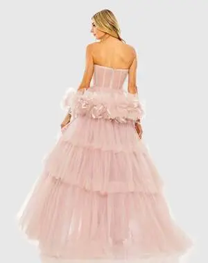 Mac Duggal Tulle Ballgown With Feather Trim