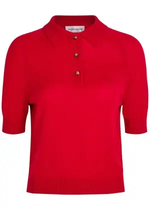 Victoria Beckham Fine-knit Wool Polo Top