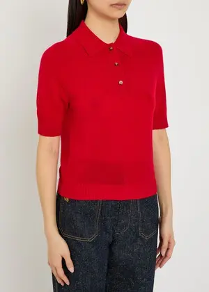 Victoria Beckham Fine-knit Wool Polo Top