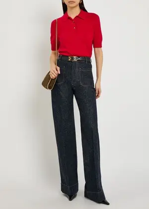 Victoria Beckham Fine-knit Wool Polo Top