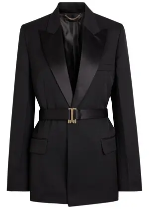 Victoria Beckham Belted Canvas Blazer - Black