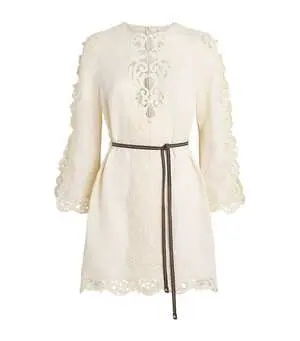 Zimmermann Linen Embroidered Awaken Mini Dress - Ivory