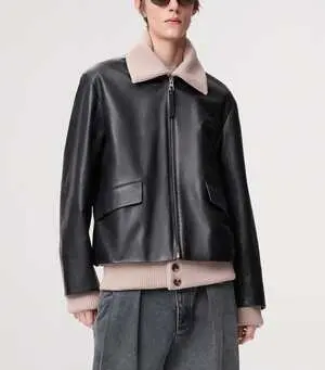 Loewe Rib-trim Leather Jacket