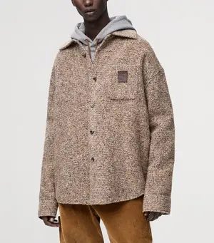 Loewe Wool-blend Micro-check Overshirt - Beige