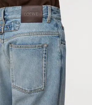 Loewe Buckle-strap Straight Leg Jeans - Blue