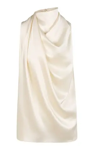 HEIRLOME Kate Draped Silk Top - Ivory