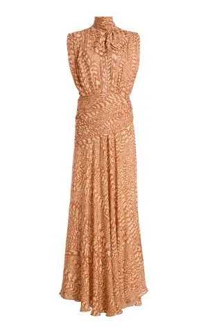 Johanna Ortiz Printed Draped Silk Maxi Dress - Print