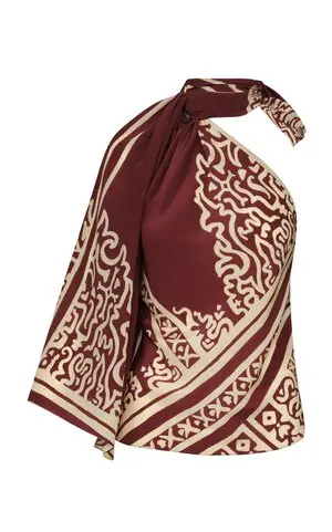 Johanna Ortiz Frontier Poem Draped Silk Top - Red