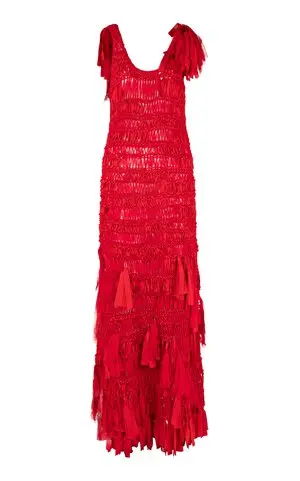 HEIRLOME Juanita Woven Silk Maxi Dress - Red