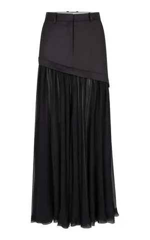 HEIRLOME Angela Gathered Sheer Silk Maxi Skirt - Black