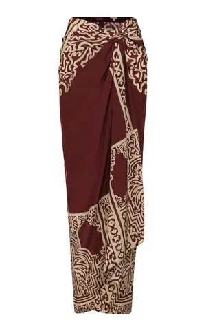 Johanna Ortiz Geometry Of The Saddle Draped Silk Maxi Skirt - Red