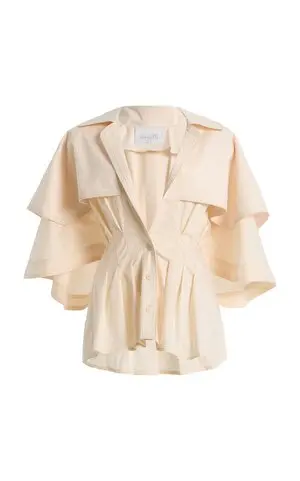 Johanna Ortiz Suspiro Gaucho Cotton-blend Peplum Top - Ivory