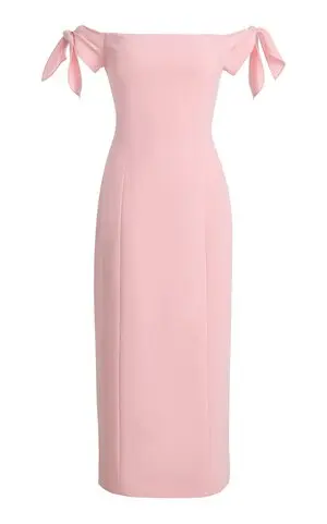 Carolina Herrera Off-the-shoulder Midi Dress With Tie Details - Pink