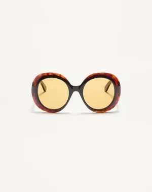 Valentino Garavani Dramatic Oversized Round Sunglasses - Havana Beige