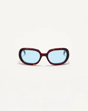 Valentino Garavani Oval Wrap-around Sunglasses - Dark Havana/light Blue