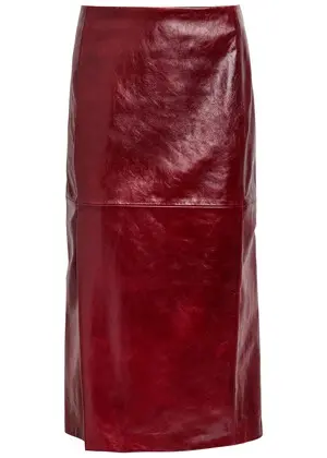 Sportmax Sportmax Panelled Leather Midi Skirt - Bordeaux