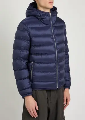 TEN C Padded Hooded Nylon Jacket - Navy