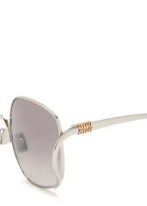 Miu Miu Oversized Square-frame Sunglasses - Silver