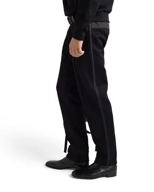 Prada Cotton Fleece Pant With Re-nylon Detail - Black