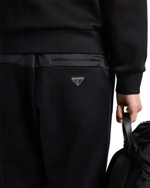 Prada Cotton Fleece Pant With Re-nylon Detail - Black