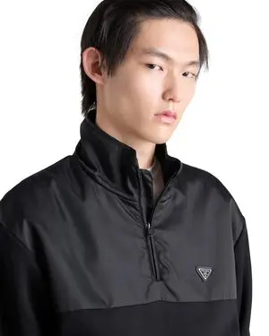 Prada Cotton Fleece Zipper Jacket With Re-nylon Detail
