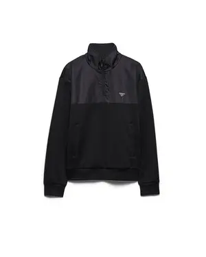 Prada Cotton Fleece Half-zipper Sweatshirt With Re-nylon Details