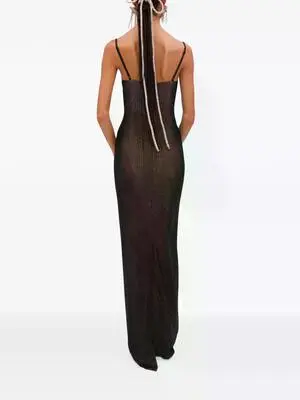 AREA Embellished Maxi Dress - Brown