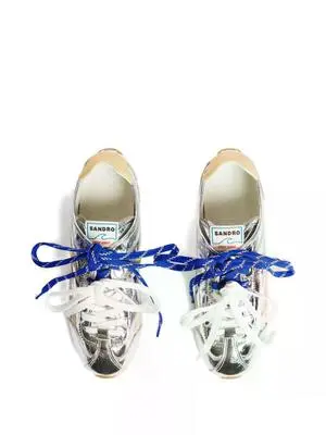 Sandro Light Wave Metallic Leather Sneakers - Silver