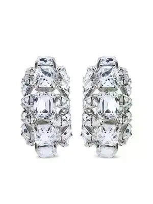 AREA Crystal Hoop Earrings - Silver