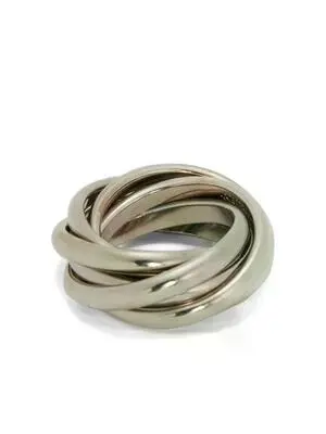 JIL SANDER Engraved-Logo Multilayer Ring Silver