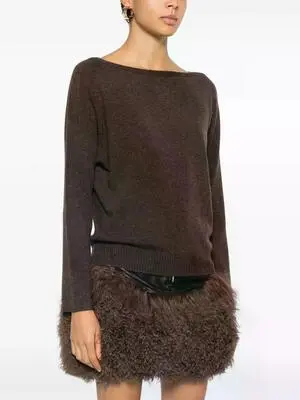 GRAN SASSO Boat-neck Fine Knit Top - Brown