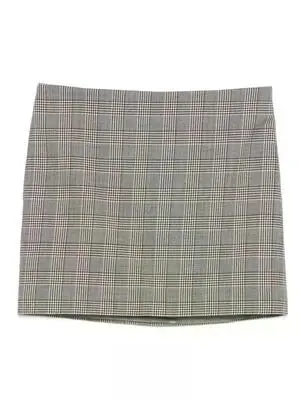 A.M.G. Checked Wool Mini Skirt