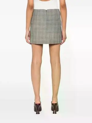 A.M.G. Checked Wool Mini Skirt