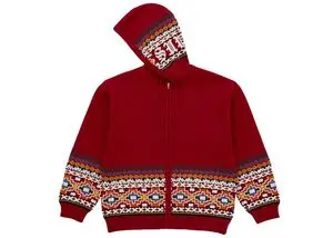 Supreme Beaded Zip Up Hooded Sweater - Red