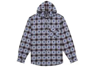 Supreme Number Ine Hooded Flannel Shirt - Blue