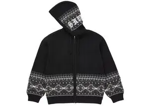 Supreme Beaded Zip Up Hooded Sweater - Black