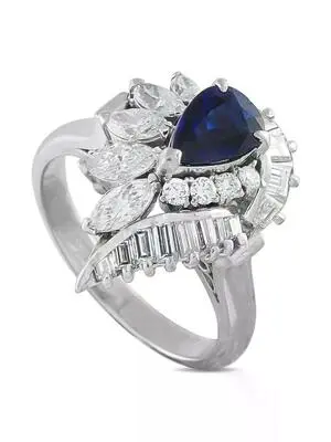 LB EXCLUSIVE Platinum Diamond And Sapphire Ring - Silver