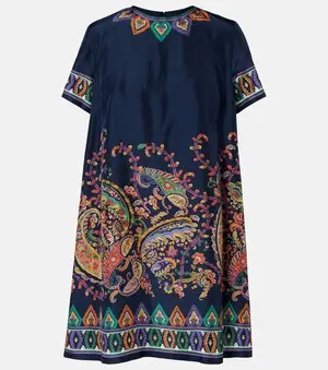 Etro Paisley Silk Habotai Minidress Multicoloured