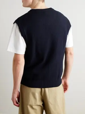 Sunspel Wool Sweater Vest - Blue