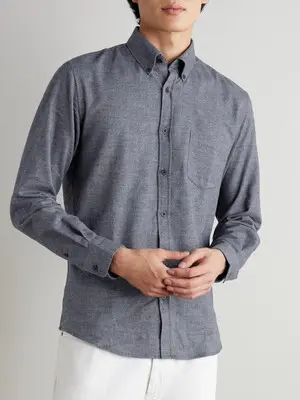 Sunspel Button-down Collar Cotton-flannel Shirt