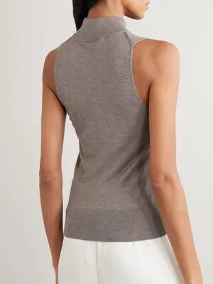 Varley Neilsen Knitted Turtleneck Tank - Brown