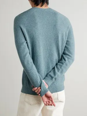 Sunspel Wool Crewneck Sweater - Blue