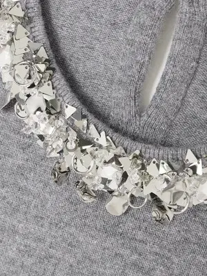 Tory Burch Embellished Wool And Cashmere-blend Sweater - Gray