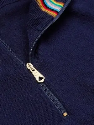 Paul Smith Merino Wool Half-zip Sweater - Blue
