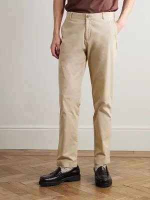 Sunspel Straight-leg Cotton-blend Twill Chinos - Neutrals