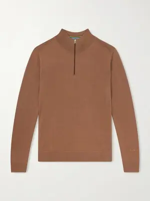 Paul Smith Merino Wool Half-zip Sweater - Brown